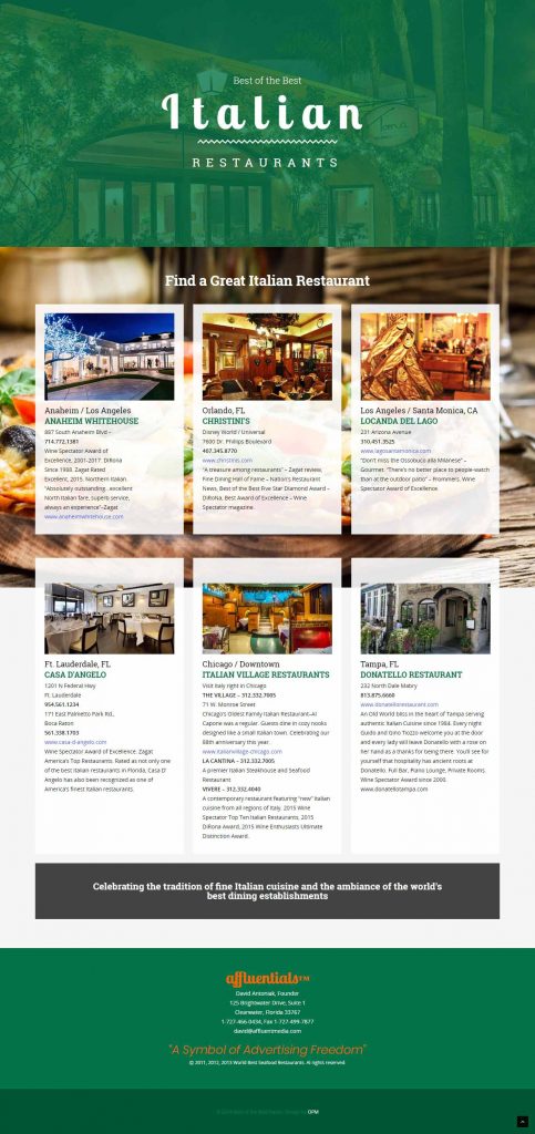 Web Design: Best of the Best Italian Restaurants - Online Presence Manager
